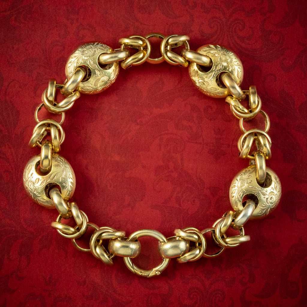 Antique Victorian Anchor Link Bracelet Silver 18ct Gold Gilt ...