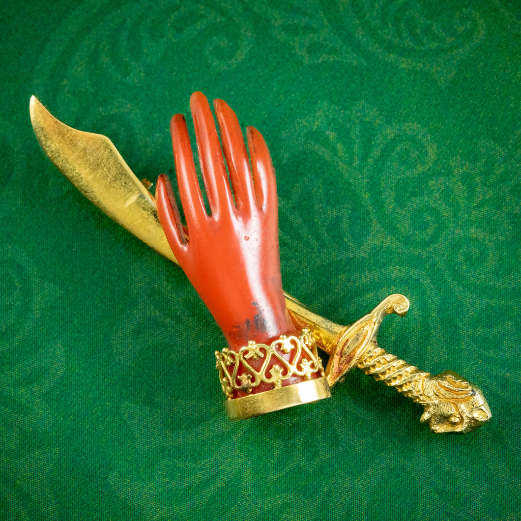 Antique Victorian Coral Hand And Scimitar Brooch 18ct Gold – Jewellery ...